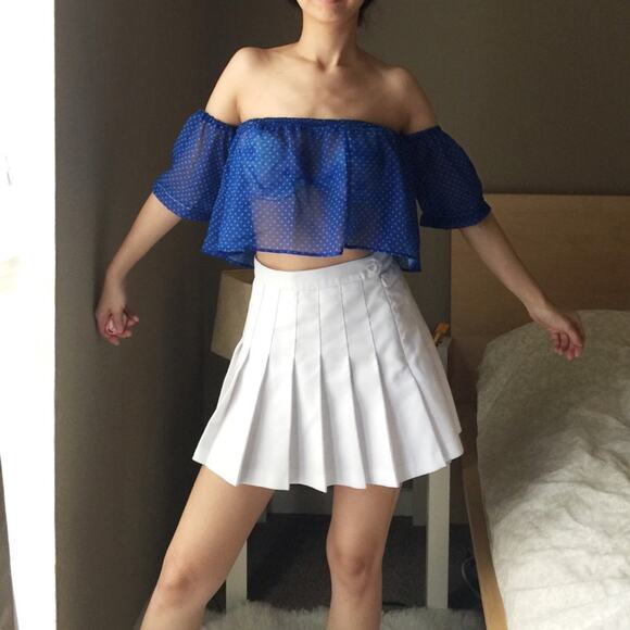 Vintage | Tops | Vintage Handmade Semi Sheer Dotted Cropped Topda ...